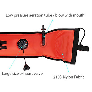 4ft Red Scuba Diving Open Bottom Surface Marker Buoy (SMB) with 49ft Finger Spool Alloy Dive Reel and Double Ended Bolt Clip - Gray