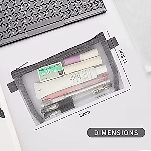 Toplive 3 Pieces Pencil Case Set, Clear Exam Pencil Pouch, Mesh Zipper Pen Pouch, Nylon Pencil Storage Pouch, Makeup Bag for Women, Portable Office Stationery Pouch for Students Adults