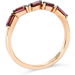 LE VIAN Baguette Cut Red Garnet Zig Zag Band Ring for Women in 14k Rose Gold Choice of Gem Promise Anniversary Ring Size 8