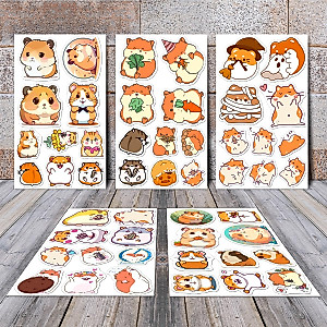 Pack 50 pcs Cute Animal Hamster Stickers for Water Bottles Waterproof Laptop Luggage Computer Cups Phone case Teens Adults Girls Funny Aesthetic Sticker Packs Small Vinyl Decals
