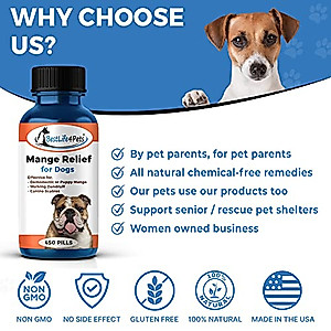 Demodectic Mange Relief for Dogs - All Natural Healthy Coat and Itch Relief for Puppy Mange, Canine Scabies and Walking Dandruff on Skin (450 Pills)
