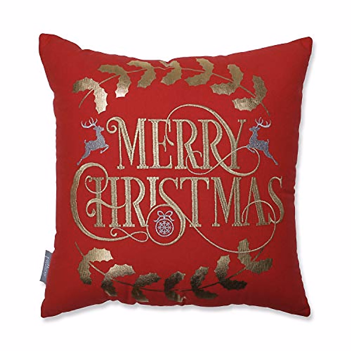 Pillow Perfect Merry Christmas Decorative Throw Pillow, 18", Red/Gold/Silver