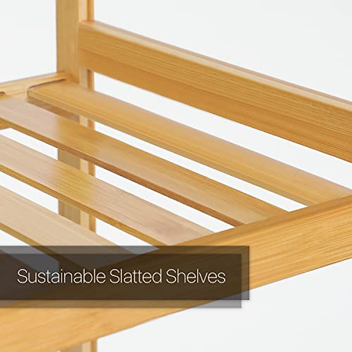 MoNiBloom Bamboo Bookcase 4 Tier Corner Standing Storage Bookshelf Kids Open Shelf Organizer Display Rack Table for Bathroom Bedroom Office, Natural