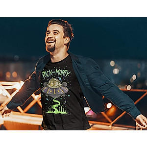 Ripple Junction Rick and Morty Men's Short Sleeve T-Shirt Space Cruiser and Planets Medium Black