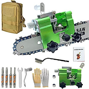 Chainsaw Sharpening Kit, Fast Hand Crank Chainsaw Sharpener, Portable Chain Saw Sharpener Tool with Carrying Bag, Cleaning Brush & Gloves, Easy to Use Chain Saw Blade Sharpener for 4"-22" Chain Saws