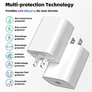 iPhone Charger Fast Charging，2 Pack 20W USB C Power Adapter Wall Charger with 6 FT MFi Certified USB C to Lightning Cable iPhone Fast Charger Cord Compatible with iPhone 14 13 12 11 Pro X 8 7 and More