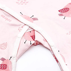 COBROO 2-Pack Baby Girl Footies Pajamas with Mittens 100% Cotton Lucky Birds Baby Girl Pajamas Set 0-3 Months