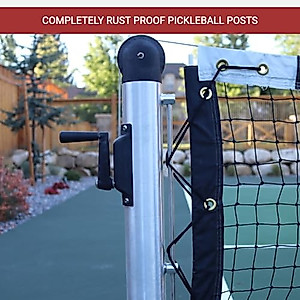 Dominator In Ground Pickleball System - Includes Two Heavy Duty Round Pickleball Posts with Net and Sleeves - Aluminum, Rust Free, and Follows USAPA Standards