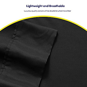 Queen Sheets Black - 6 Piece 1500 Supreme Collection Fine Brushed Microfiber Deep Pocket Queen Sheet Set Bedding - 2 Extra Pillow Cases, Great Value, Queen, Black