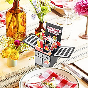 Mosailles Dad Birthday Card Christmas Greeting Thank You Gift Card For Father Husband Grandfather Brother Men Best Flippin’ Dad Ever 3D BBQ Pop Up Card With Envelopes And Notes