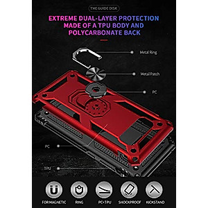 Dishibei Military Grade Drop Impact for Samsung Galaxy Note 8 Case 360 Metal Rotating Ring Kickstand Holder Built-in Magnetic Car Mount Armor Shockproof Case for Galaxy Note 8 Protection Case (Gold)