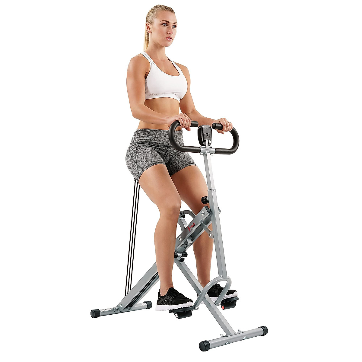 Bundle of Sunny Health & Fitness Squat Assist Row-N-Ride™ Trainer for Glutes Workout + Sunny Health & Fitness SF-RW1205 Rowing Machine Rower with 12 Level Adjustable Resistance