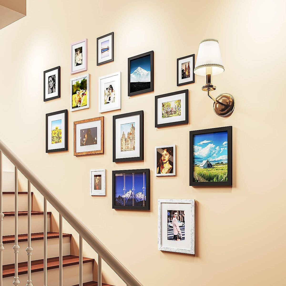 Picrit 8.5x11 Picture Frame Set of 12, Display 6x8 with Mat or 8.5 x 11 Without Mat, Photo Frames for Wall Mounting or Table Top Display, Black.