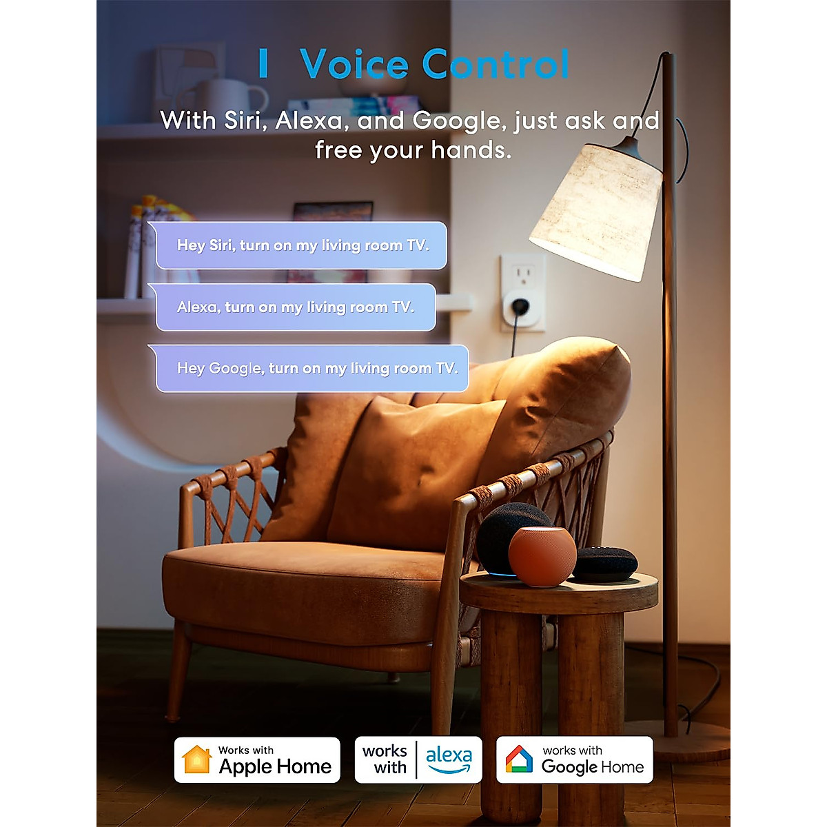 Meross Wi-Fi Smart Plug Mini, 15 Amp & Reliable Wi-Fi Connection, Support Alexa, Google Assistant, Remote Control, Timer, Occupies Only One Socket, 2.4G WiFi Only, 4 Pack