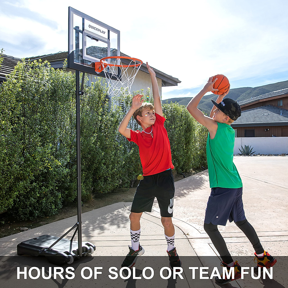 QUICKPLAY Baller Mini Hoop System | Portable Basketball Hoop System with Adjustable Height Pole