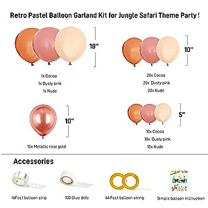 Boho Balloon Garland Kit 18/10/5 Inch Dusty Pink Nude Light Brown Rose Gold Balloons for Baby Shower Birthday Wedding Decorations Safari Party Supplies