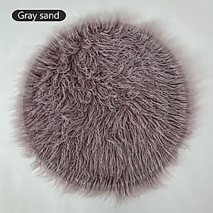 Baby Photo Props Faux Fur Round 23.6 inch Soft Baby Boy Girl Photo Blanket Studio Photo M Grey Sand