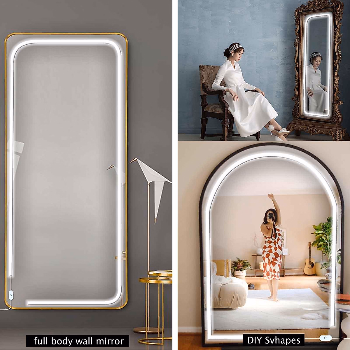 Led Vanity Mirror Lights, 13.2FT 6000k Body Lights with AC Adapter Touch Control, Makeup Lighting for Full Body Mirror/Makeup Table/Bathroom