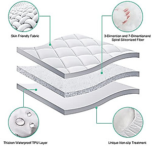 Extra Thick Waterproof Mattress Pad Queen Size Mattress Protector Bed Cover 8-21" Deep Pocket Cooling Quilted Fitted Pillow Top Mattress Topper