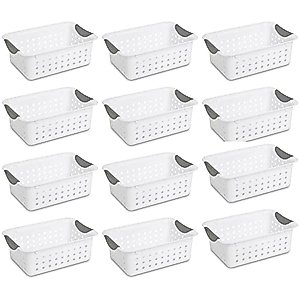 12) Sterilite 16228012 Small Ultra Plastic Storage Bin Organizer Baskets -White (non-0903)