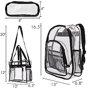 Adatos clear backpack, lunch box and pencil pouch for school, transparent backpack, clear lunch bag, clear pencil case