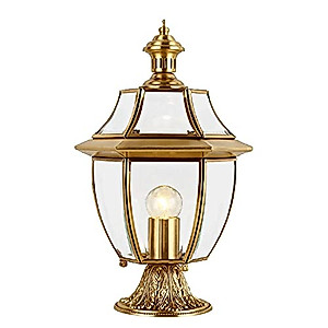 zeyujie Park Roadside Lawn Lamp American Mini Light Luxury Outdoor Column Lamp Full Bronze Waterproof Column Head Lamp Home Courtyard Fence Lamp Post Garden Decoration E27 Column Lamp