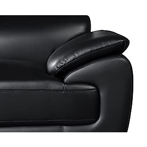 Blackjack Furniture 4571 Veal Collection Leather Upholstered Modern Living Room Loveseat, Black