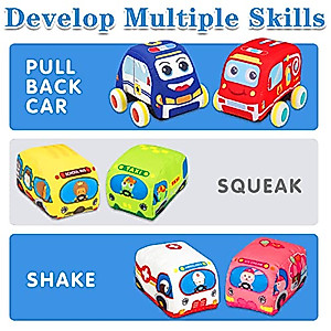 LOVKIZ Baby Toys 6 to 12 Months - Soft Car Toys for 1 Year Old Boy Girl with Playmat Storage Bag - Infant Baby Toys 12-18 Months Toddler Toys Age 1-2 - 1st Birthday Gifts for 1 2 3 Year Old (6 Sets)