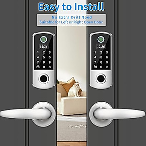 BEBASIA Fingerprint Door Lock with 2 Level Handles, Smart Door Lock, Keyless Entry Door Lock, Door Locks with Keypads, 300+ Users, Anti-Peeping Password, Auto Lock & One Touch Unlock (Satin Nickel)