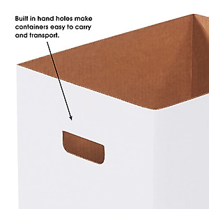BOX USA Corrugated Trash Can with Waste Logo, 50 Gallon, 18' x 18' x 36', White, 10/Bundle