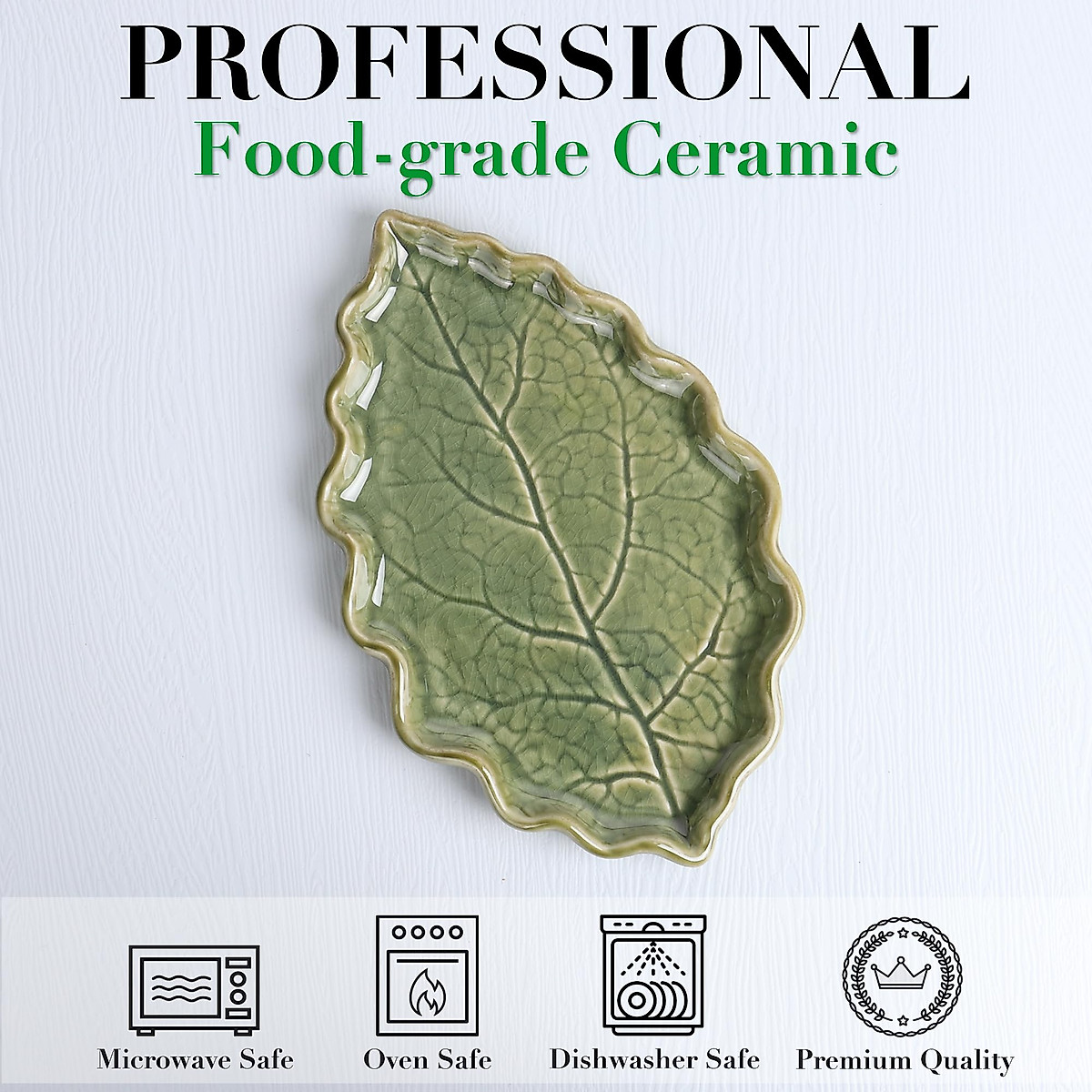 Ceramic Spoon Rest for Stove Top - Cute Green Leaf Shaped Spoon Rest/Spoon Holder for Kitchen Countertop - Cooking Kitchen Spoon Rest Utensil Rest Spatula Rest (Green)