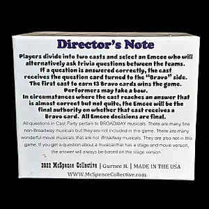 CAST Party! | Party Game for Theater People | Broadway Musical Trivia | Broadway Gift Idea | 400 Trivia Cards for Musical Theatre Enthusiasts | Trivia Night on Broadway