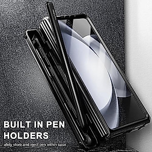 BAILI Galaxy Z Fold5 Case with Kickstand & S Pen Holder, 360°Protective Mech-Shaped Drop-Resistant Z Fold5 Cover with HD Screen Film,Support Wireless Charging Shell for Samsung Galaxy Z Fold5-Black