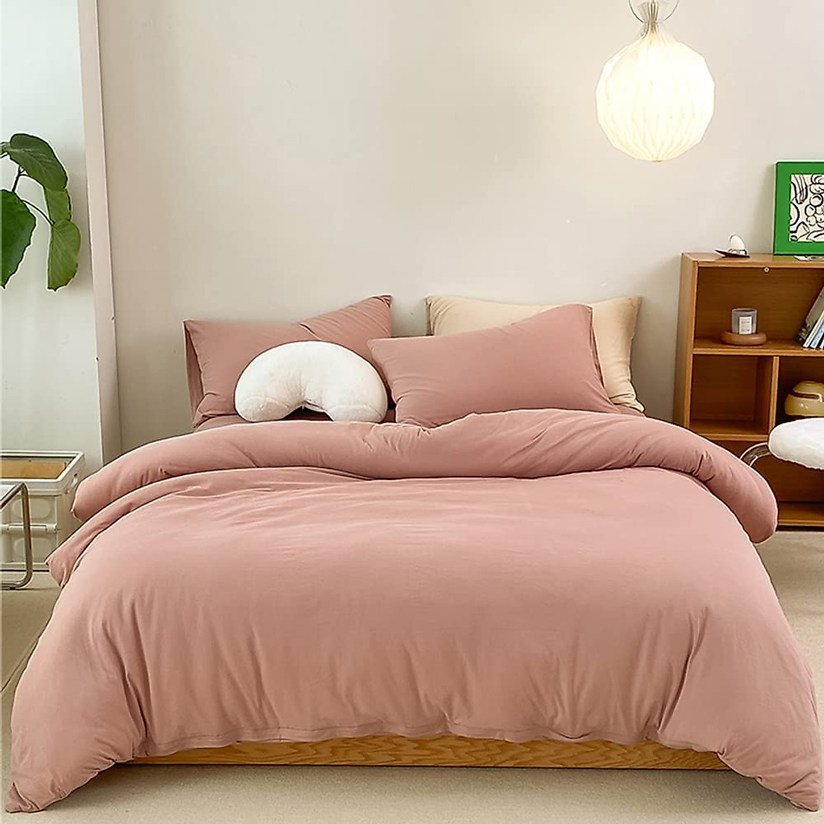 CLOTHKNOW Pink Queen Comforter Set 3Pcs Dusty Rose Bedding Comforter Sets Girls Women Comforter Blush Queen Comforter Muave Queen Size Comforter Sets