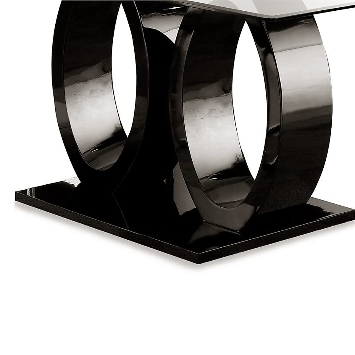 BOWERY HILL Contemporary Tempered Glass Top Double Pedestal Dining Table in Black