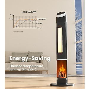 Mountman Space Heater, 38" Tower Heater with Remote, 3 Modes, 80° Osillation, Overheating & Tip-Over Protection, Electric Heater for Large Room, Office Use
