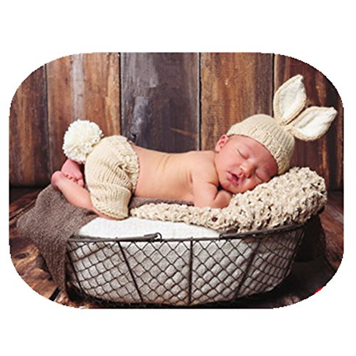 Coberllus Newborn Baby Photography Prop Boy Girl Photo Shoot Outfits Crochet Knit Cute Christmas Bunny Hat Photo Props Easter Costume (Style Two+Radish), 0-3 months