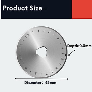 Kingsource SKS-7 Titanium Coated 10 Packs 45mm Pack Rotary Cutter Blades Replacement for Fits Olfa, Fiskar, Martelli, Truecut Cutter Patchwork Tool, Perfect for Cuts Fabric, Sewing, Leather and Paper