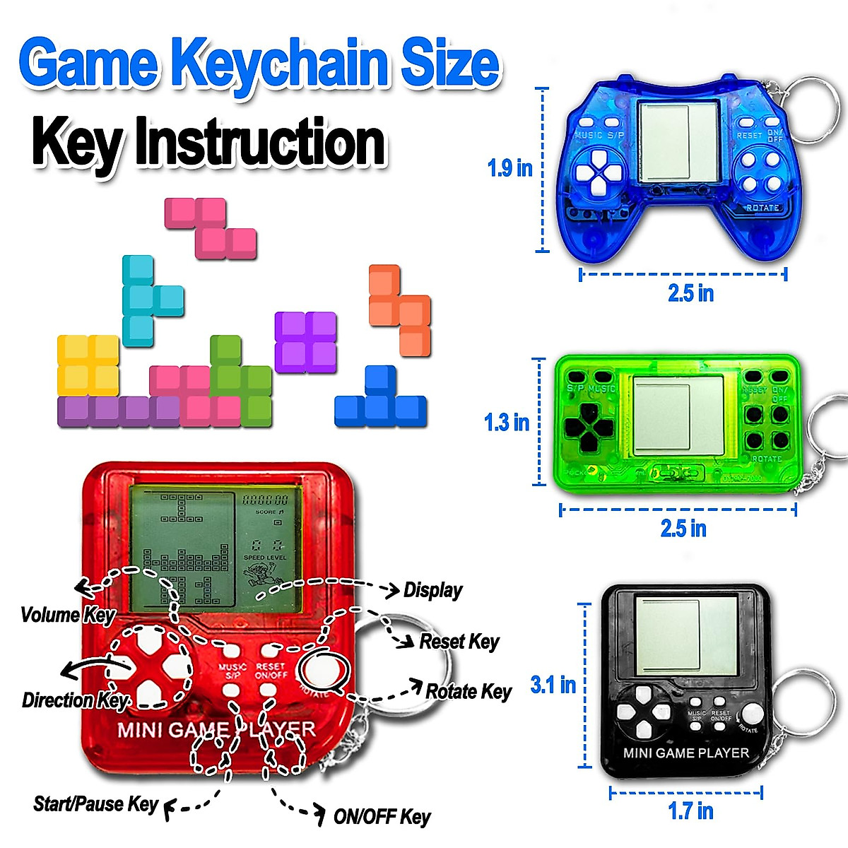 TGIQROVE Video Game Party Favors, Video Games Keychain, Birthday Gaming Party Gifts, Mini Game Console for Kids Classroom Prizes, Goodies Bags Stuffer, Backpack (12Pcs)