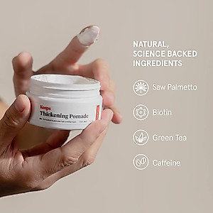 Keeps Matte Thickening Pomade for Men - Natural Ingredients for Fuller Hair: Biotin, Caffeine, Green Tea & Saw Palmetto - All-Day Medium Hold for All Styles