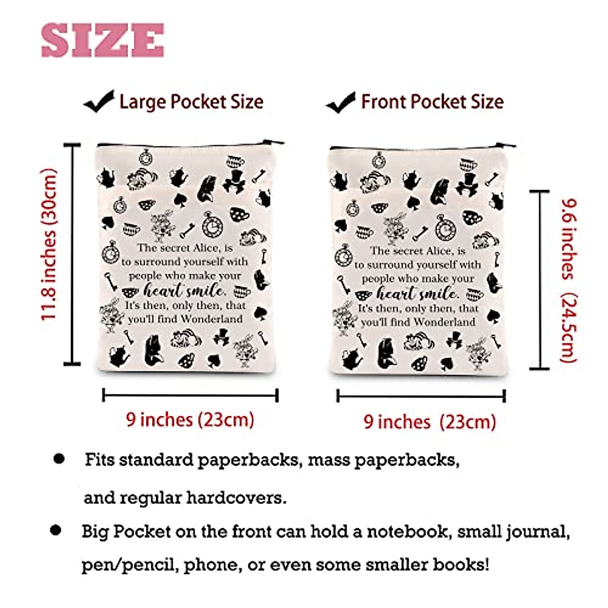 Movie Inspirational Quote Gift Movie Fans Gift Book Sleeve with Zipper for a Alice Fans (The Secret Alice)