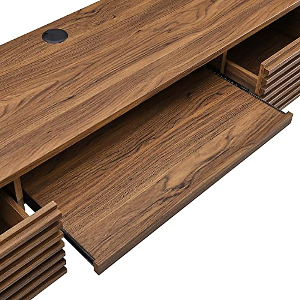 Modway Render 60" Mid-Century Modern Wall-Mount Office Desk in Walnut