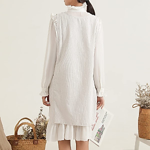 Cotton Linen Apron Wheat White Color Lace & Bow Decoration Aprons Japanese Style Girl Style Side Button Kitchen Cooking Clothes