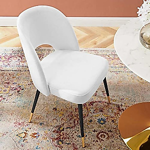 Modway Rouse Performance Velvet Dining Side Chair in White 23 x 20 x 32