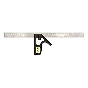 Johnson Level & Tool 420EM-S Heavy Duty Professional Inch/Metric Metal Combination Square, 16", Silver, 1 Square