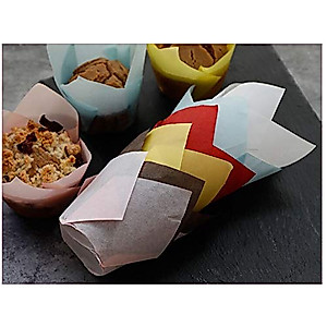 200 PCS Tulip Cupcake Liner Baking Cups Paper Cupcake and Muffin Baking Cups for Baby Showers,Weddings, Birthdays, Colourful and Natural (Ten Color)