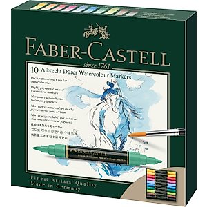 Faber-Castell Albrecht Durer Watercolor Markers - 10 Colors, Watercolor Brush Markers for Artists