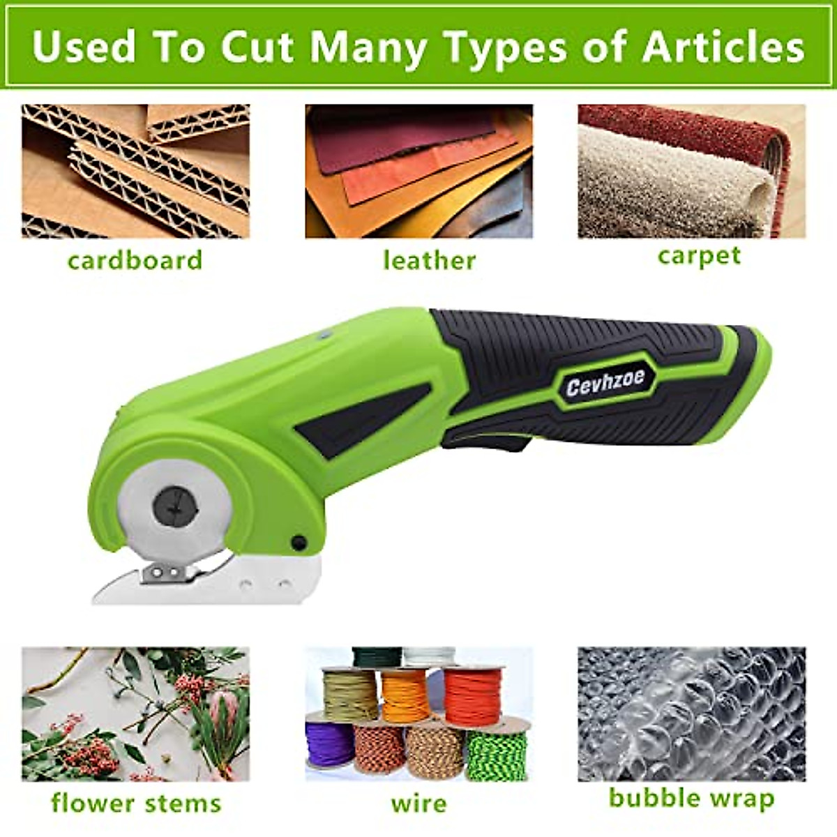 Cevhzoe Cordless Electric Scissors - WX010X 4V ZipSnip Cordless Electric Cutter, Rotary Cutter for Cloth Fabric Leather and Carpet, Multi-Cutting Tools with Storage Box