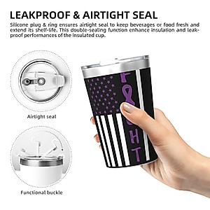 12oz Tumbler Breast Cancer Warrior Support Squad Alzheimer'S Awareness Stainless Steel Cup With Straw And Lid Spill Proof Bulk Double Wall Vacuum Reusable Water Tumblers For Cold Hot Drink