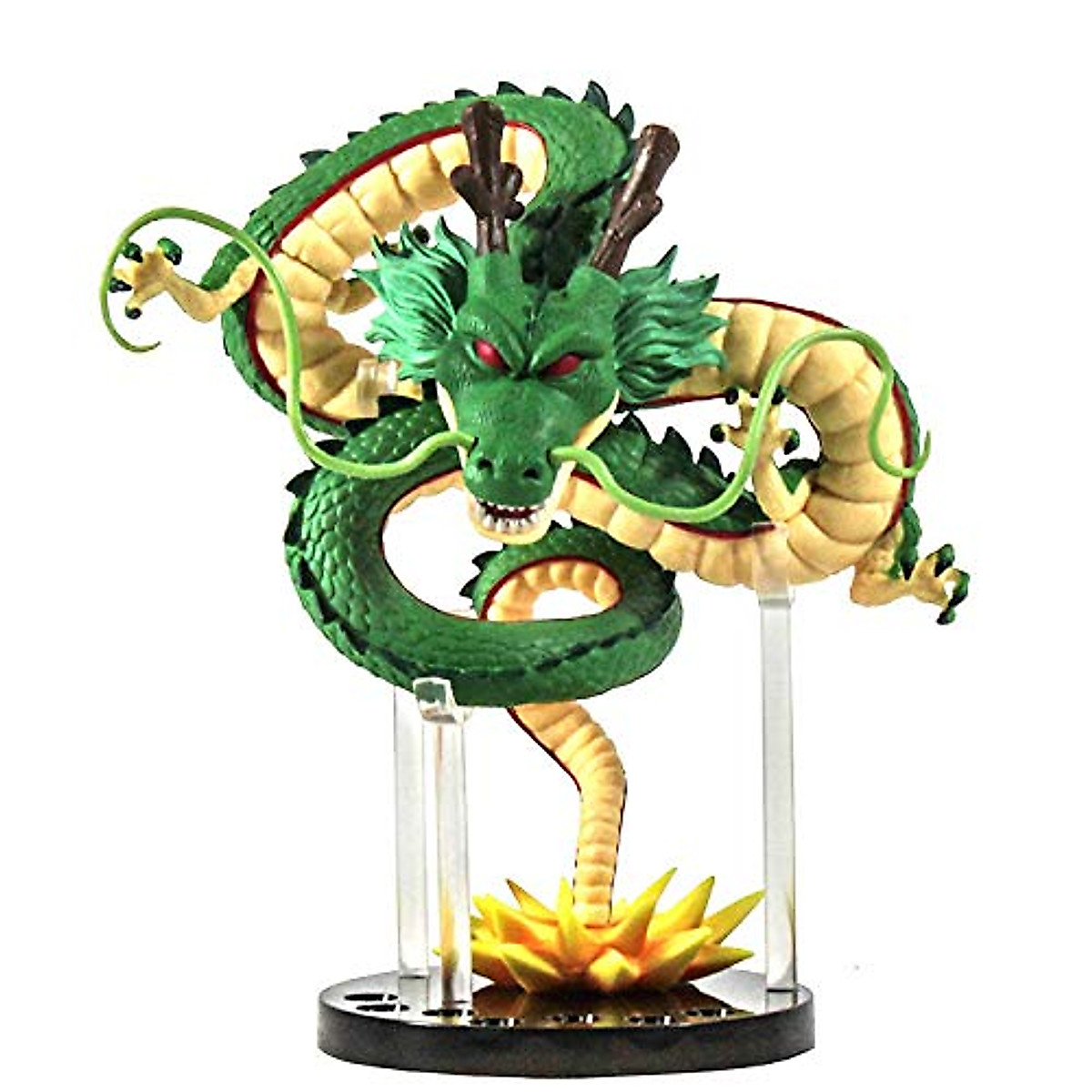 Mysika Resin Shenron Figure Shenlong Statue Set + 3.5cm Crystal Balls + Shelf with Gift Box for Business Halloween Christmas Holiday and Birthday Home Decoration